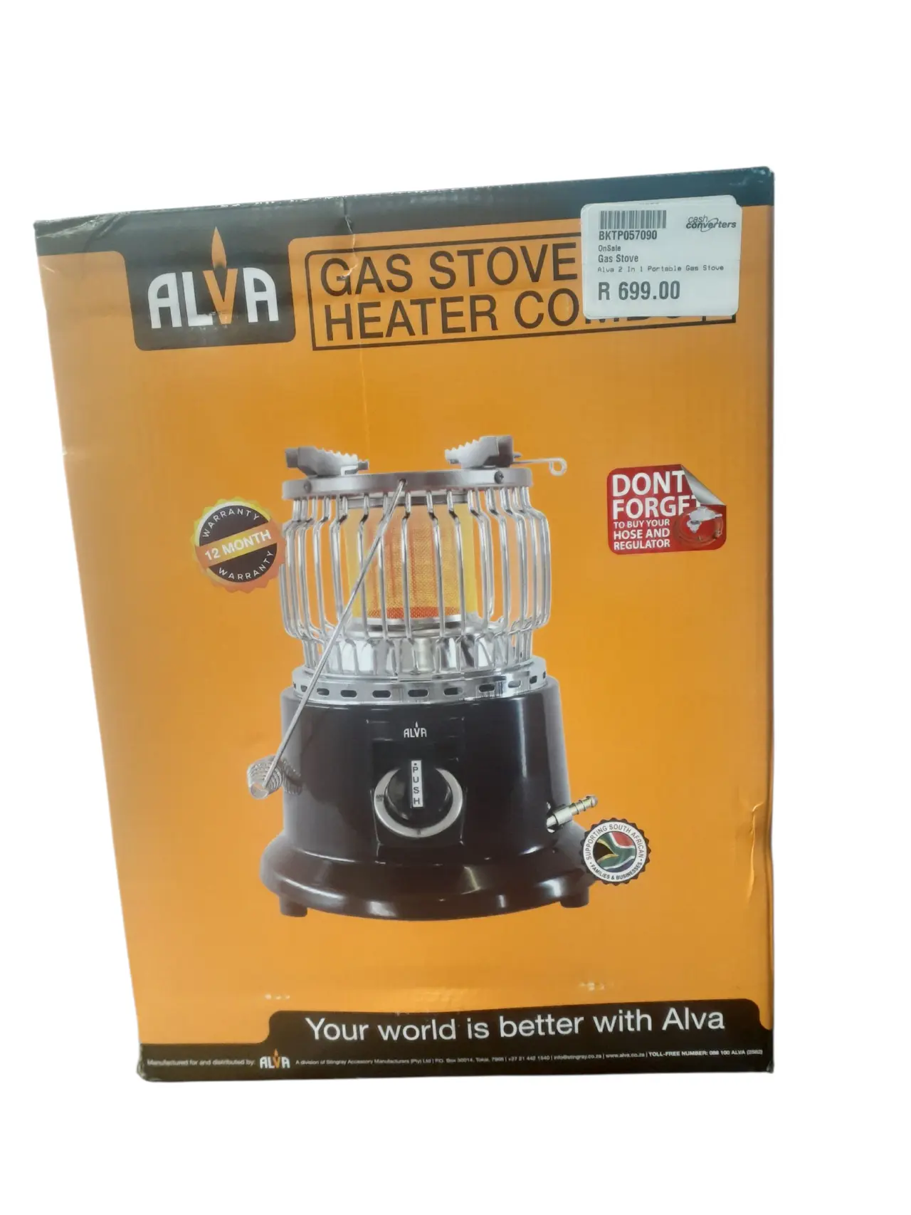 Alva 2 In 1 Portable Gas Stove Cooker And Heater Combo (Gsh001) - Cash ...