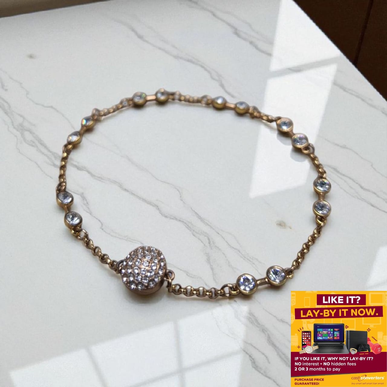 Swarovski Remix Collection Strand, Round Cut, White, Gold-Tone Plated ...