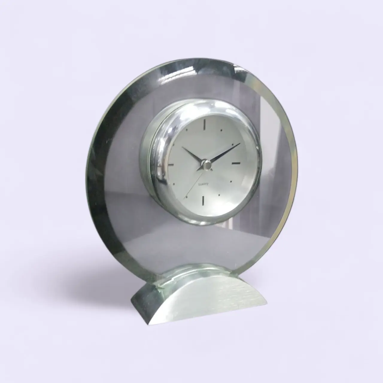 Modern Glass & Chrome Table Clock - Cash Converters