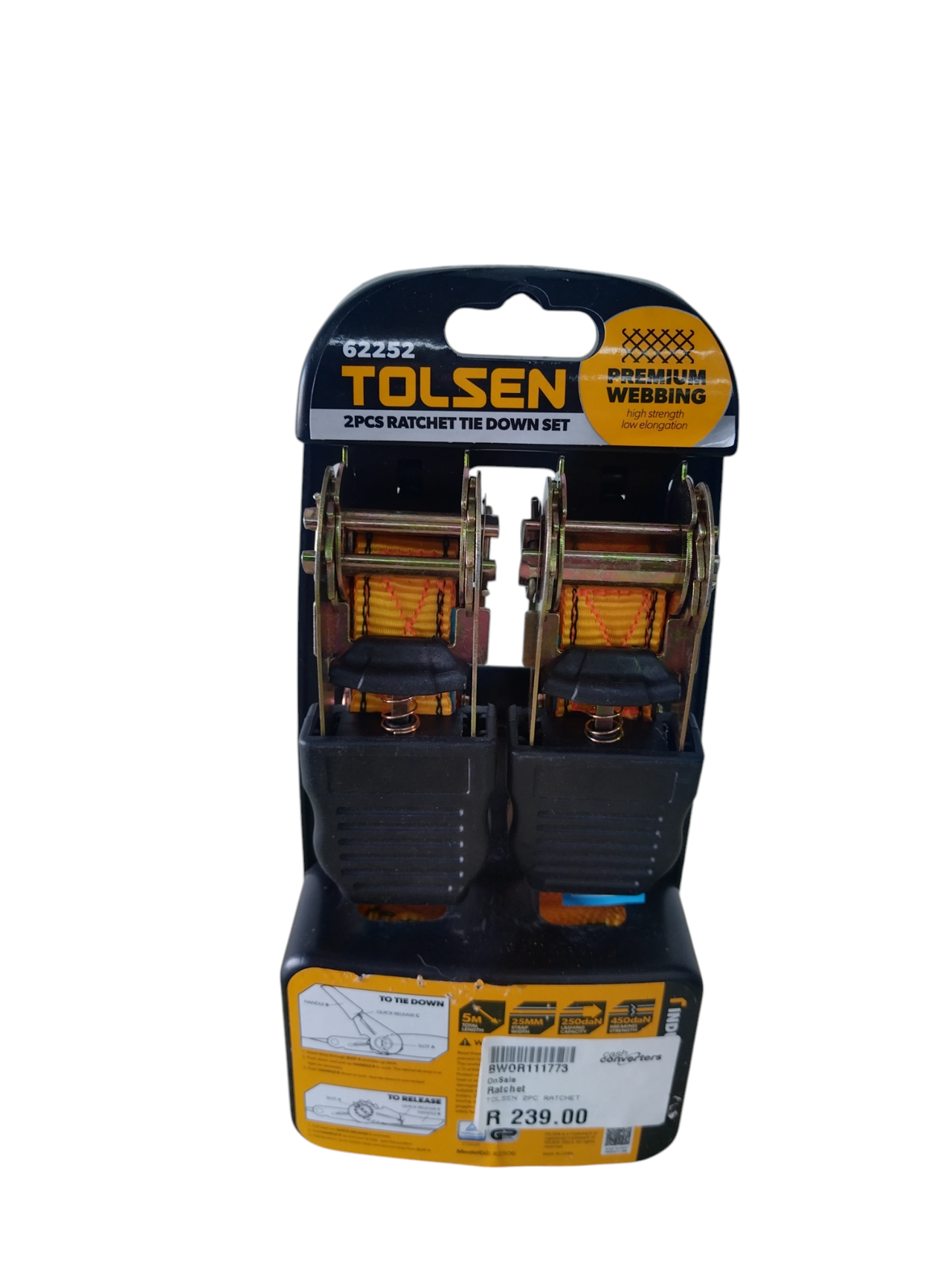 Tolsen 2 Piece Ratchet Tie Down Set - Cash Converters